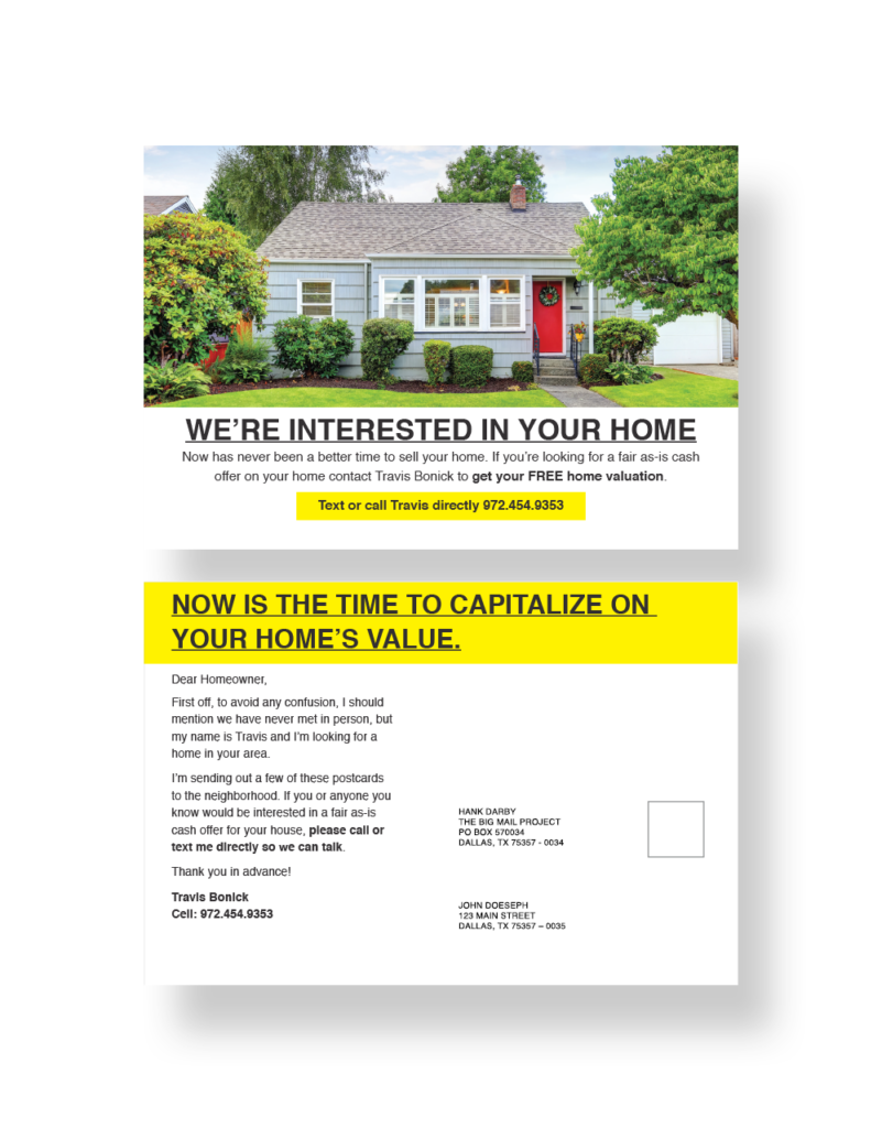 Direct mail examples being sent with The Big Mail Project